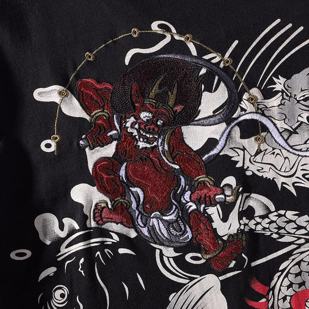 Raijin & Fujin Embroidery T-Shirt – Kimonoshi